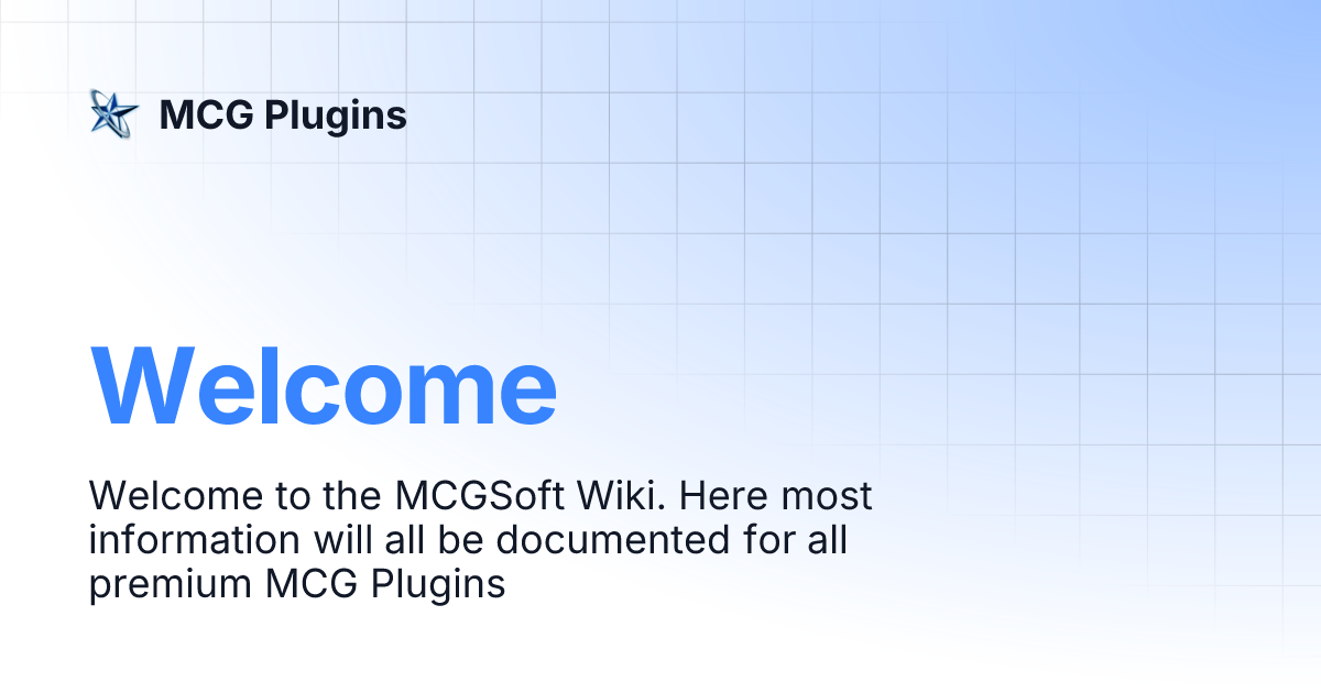 Welcome | MCG Plugins