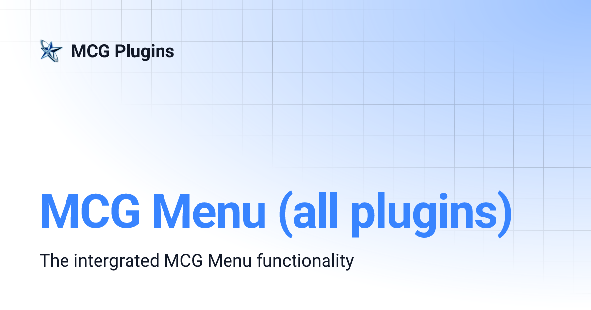 MCG Menu (all plugins) | MCG Plugins